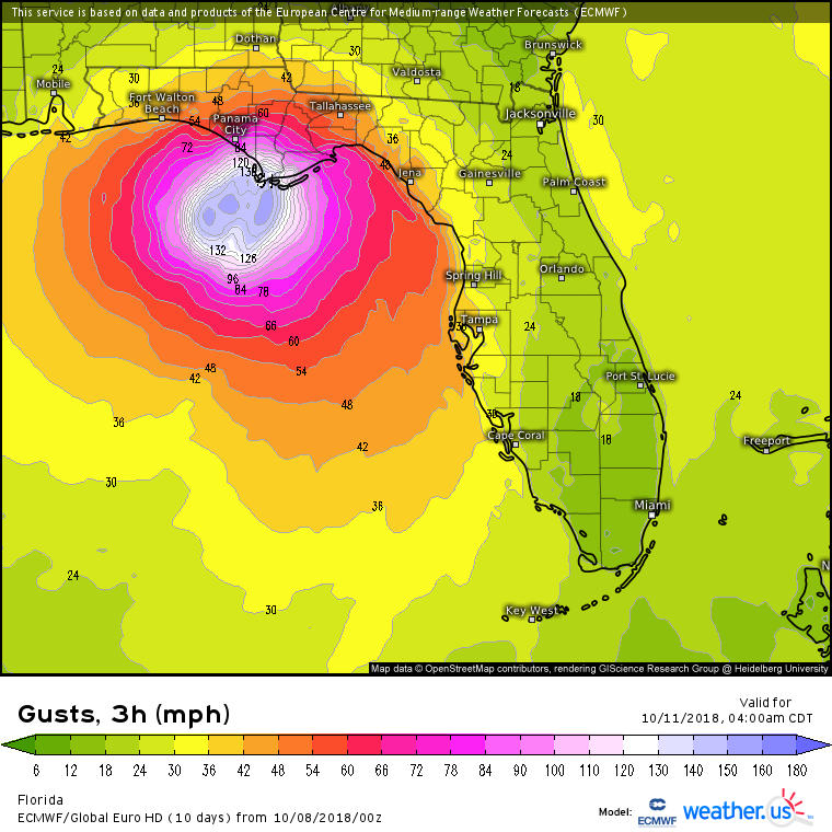 Live Blog: Dangerous Hurricane Michael Track and Impacts. Winds over ...