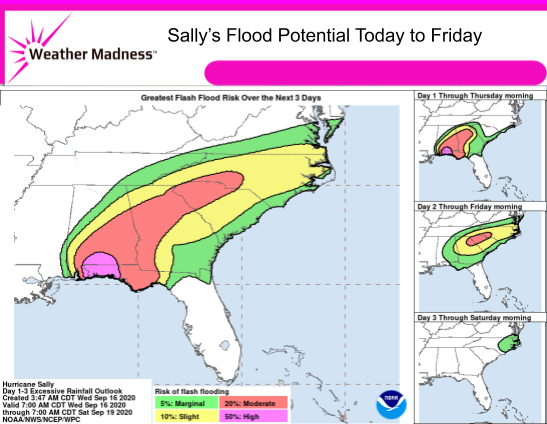Flash Flooding Rains from Sally from Alabama to North Carolina