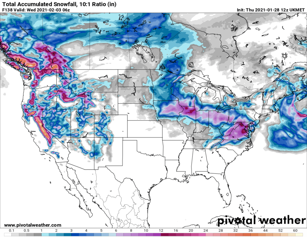 Various Snowfall Maps for the Major Winter Storm. Winter Storm Index 4 ...