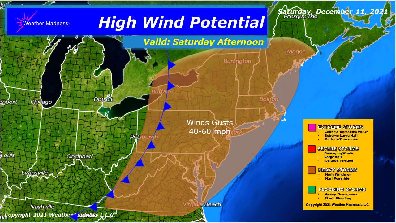Strong Wind Gusts over 40 mph this Afternoon and Evening - WeatherMadness