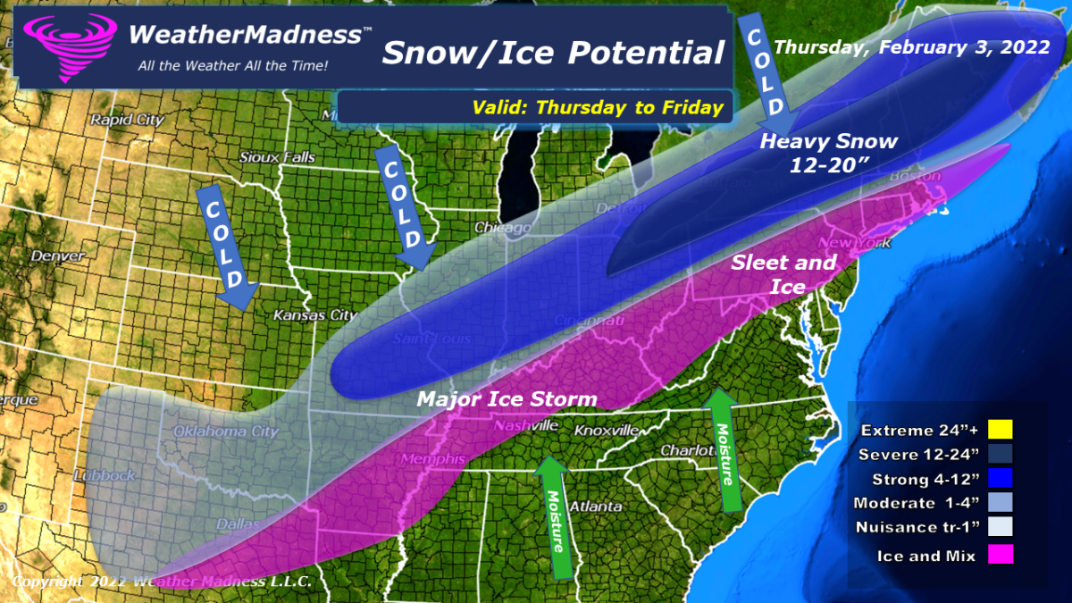 Weather Madness - Updated Snow and Ice Map- Heavy Snow Hits the ...
