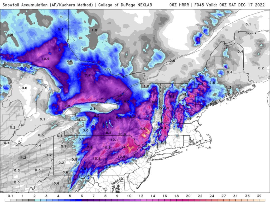 Updated Map: Snow Map for Northeast and Appalachians - WeatherMadness