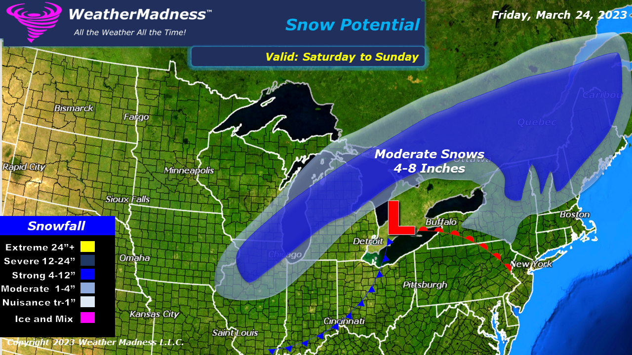 Updated Map - Spring Snowstorm this Weekend - WeatherMadness